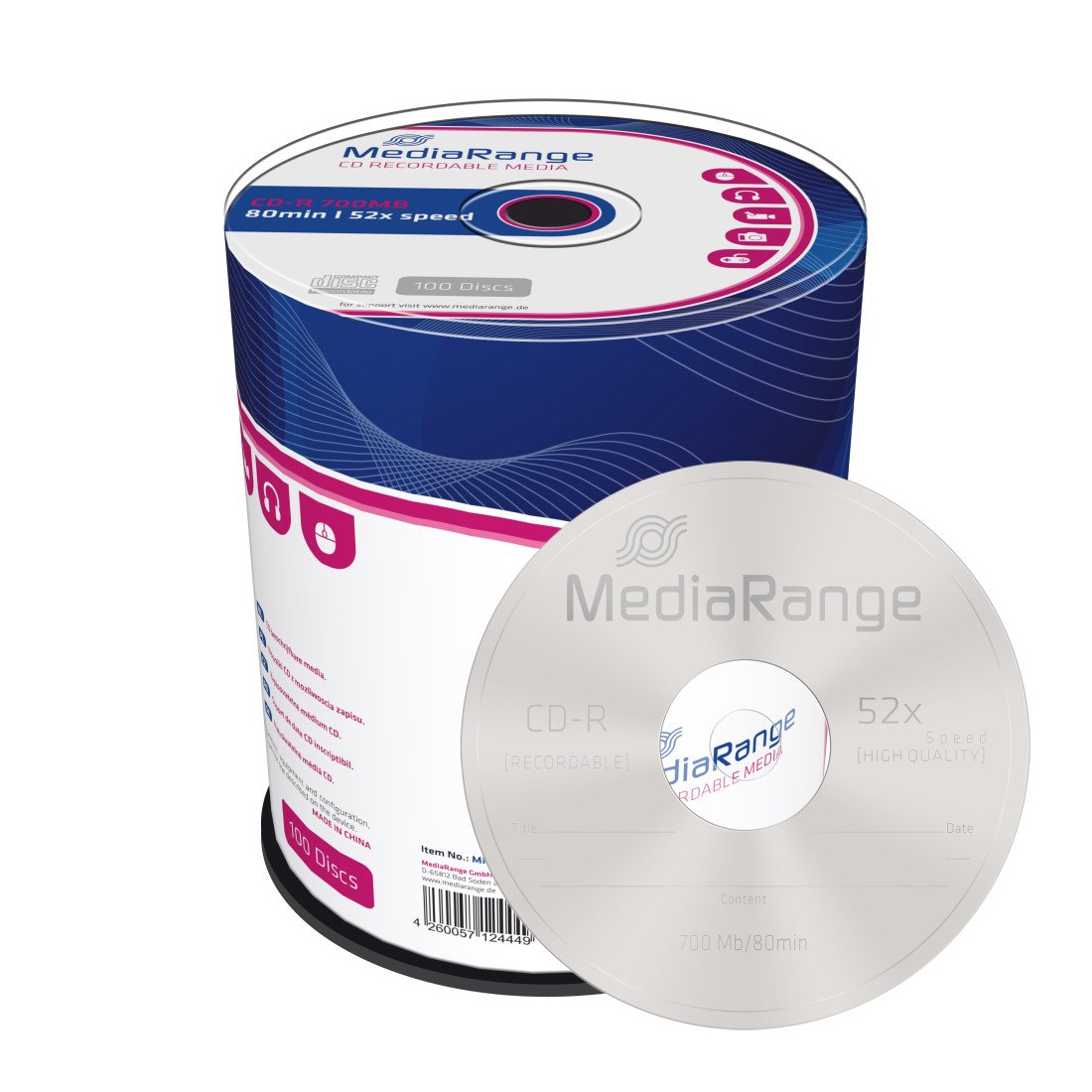 CD vierge mediarange 700MB 52x (boite de 100) MR204 pas cher
