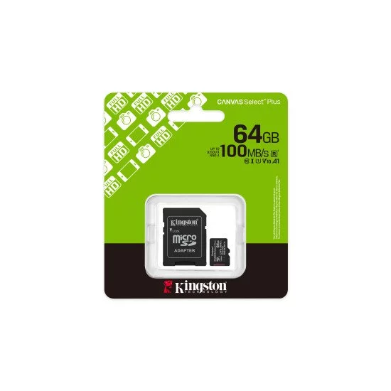 Kingston Technology 64GB microSDXC Canvas Select Plus Gen3 100MB/s A1 ...