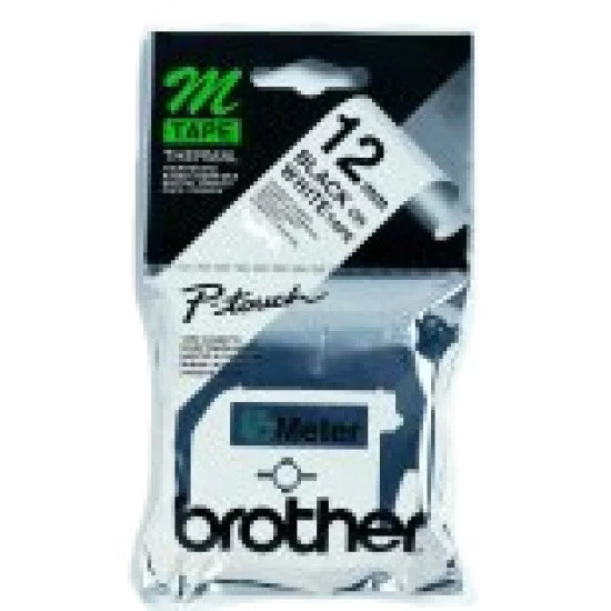Brother Labelling Tape - 12mm, Black/White, Blister ruban d'étiquette M ...